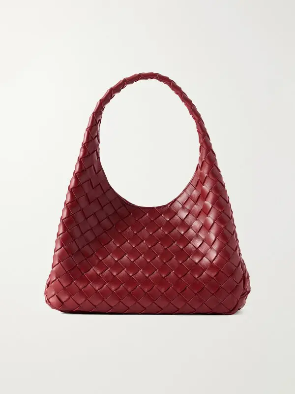 Bottega Veneta Campana Small Intrecciato Leather Shoulder Bag - Red