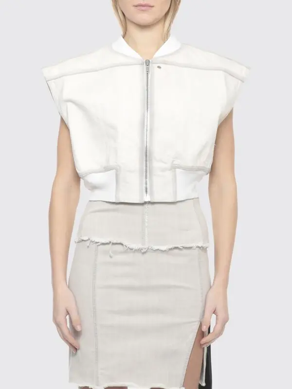 Rick Owens Cotton Cropped Bomber Jacket - Ivory