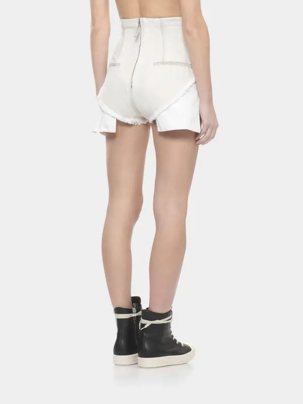 Rick Owens Bleached Denim High-waisted Shorts - Ivory