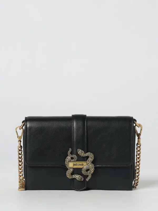 Just Cavalli Leather Mini Bag With Snake Clasp - Black