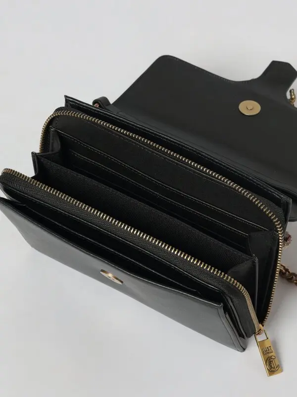 Just Cavalli Leather Mini Bag With Snake Clasp - Black