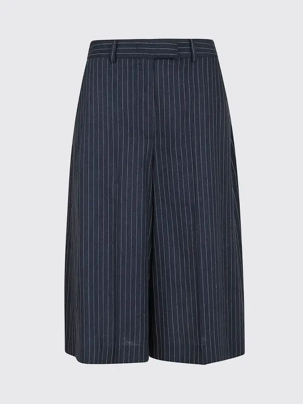 LARDINI Striped Linen Blend Cropped Trousers