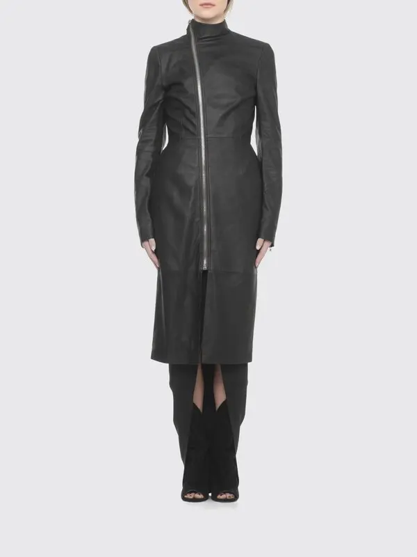 Rick Owens Long Leather Jacket - Black