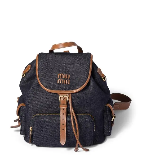 Miu Miu Denim And Leather Backpack