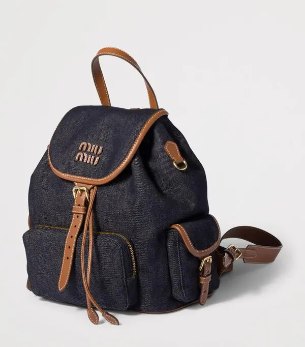 Miu Miu Denim And Leather Backpack