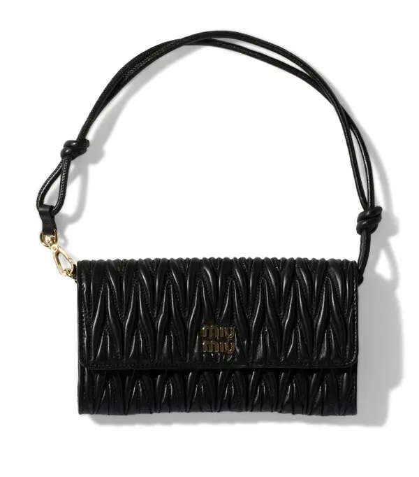 Miu Miu Leather Matelassé Chain Wallet