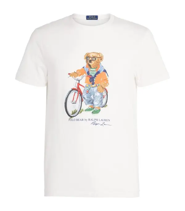 Polo Ralph Lauren Cotton Polo Bear Bicycle Slim T-shirt - White