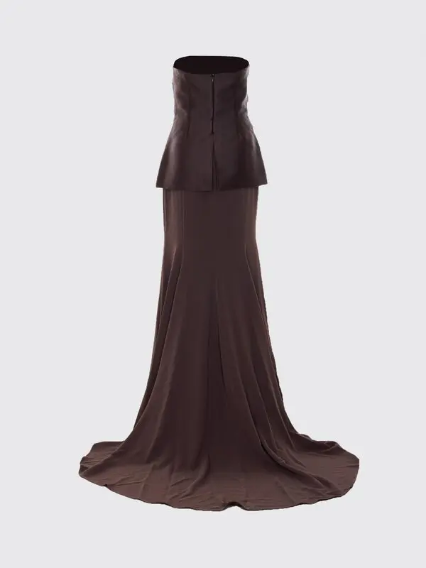 Solace London Satin Off-the-shoulder Maxi Dress - Brown
