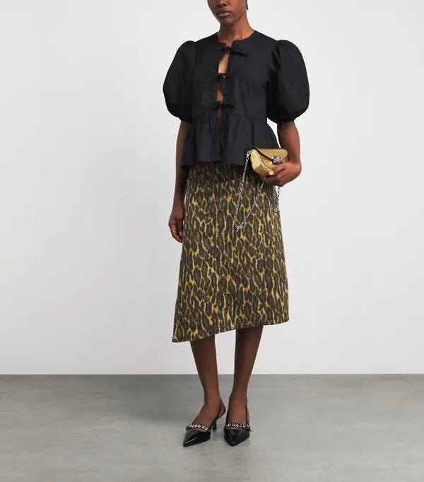 GANNI Cotton Poplin Peplum Blouse