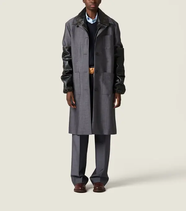 Miu Miu Mohair And Wool Jacket With Leather Trim