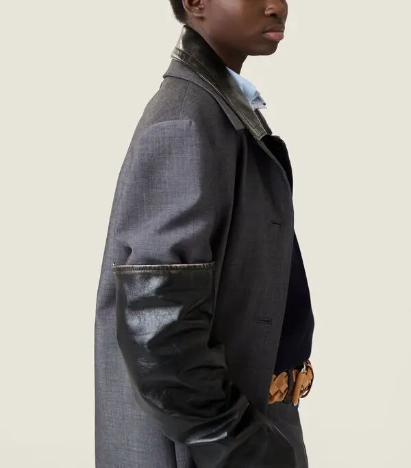 Miu Miu Mohair And Wool Jacket With Leather Trim