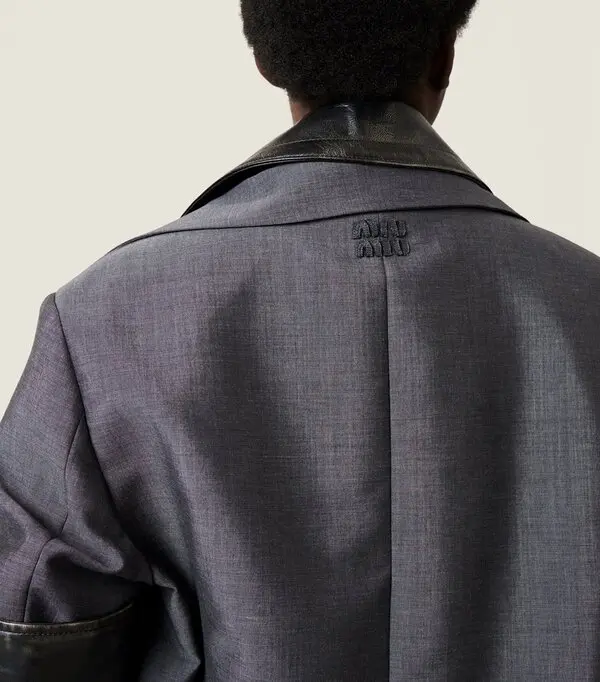 Miu Miu Mohair And Wool Jacket With Leather Trim