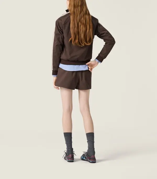 Miu Miu Cotton Twill Striped Shorts - Brown