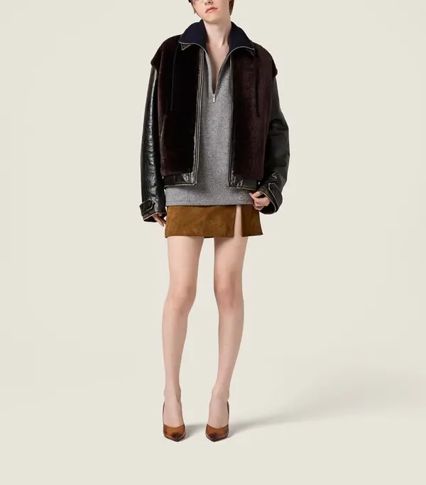 Miu Miu Waxed Suede Mini Skirt