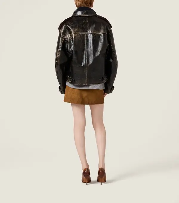 Miu Miu Waxed Suede Mini Skirt