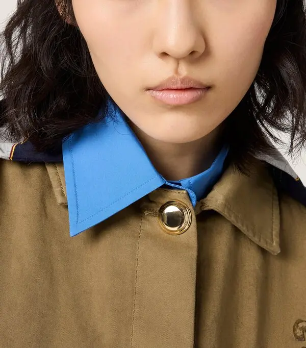 Miu Miu Gabardine Hooded Trench Coat - Neutral