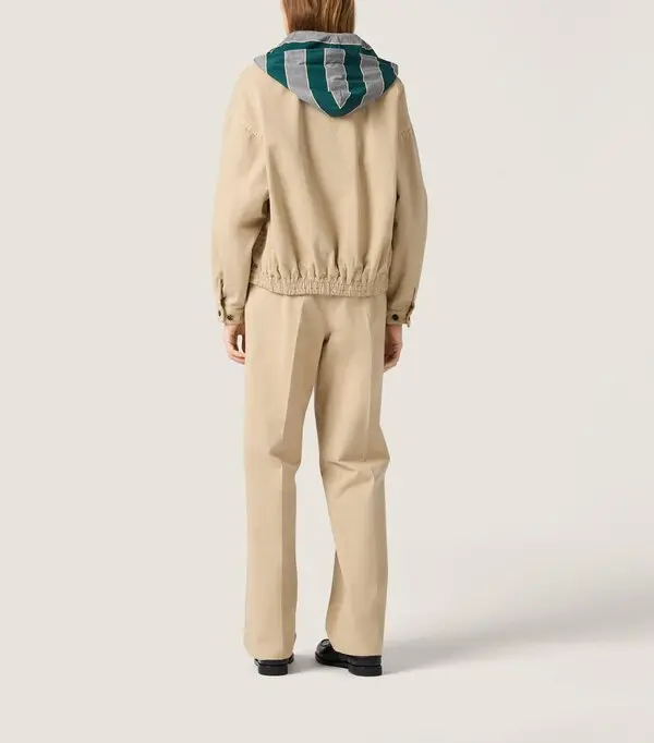 Miu Miu Gabardine Hooded Jacket - Neutral