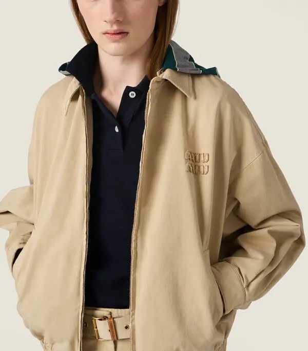 Miu Miu Gabardine Hooded Jacket - Neutral