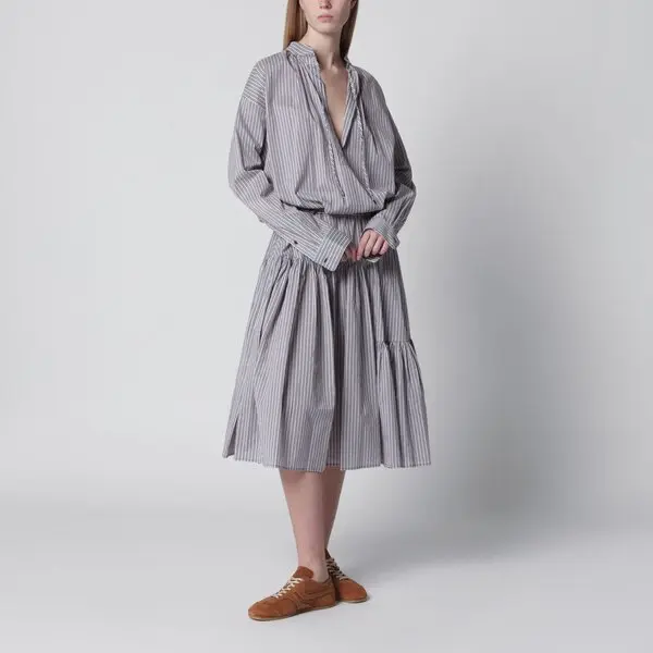 Dries Van Noten Striped Shirt Dress In Cotton And Silk - Brown