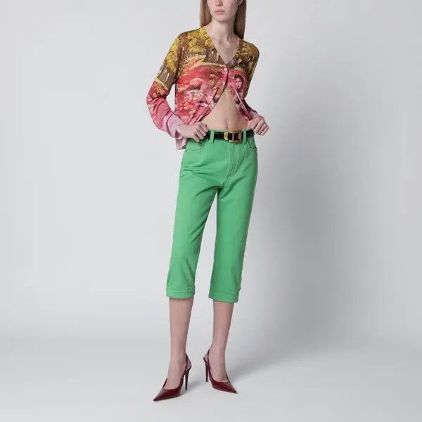 Versace Cropped Capri Jeans - Green