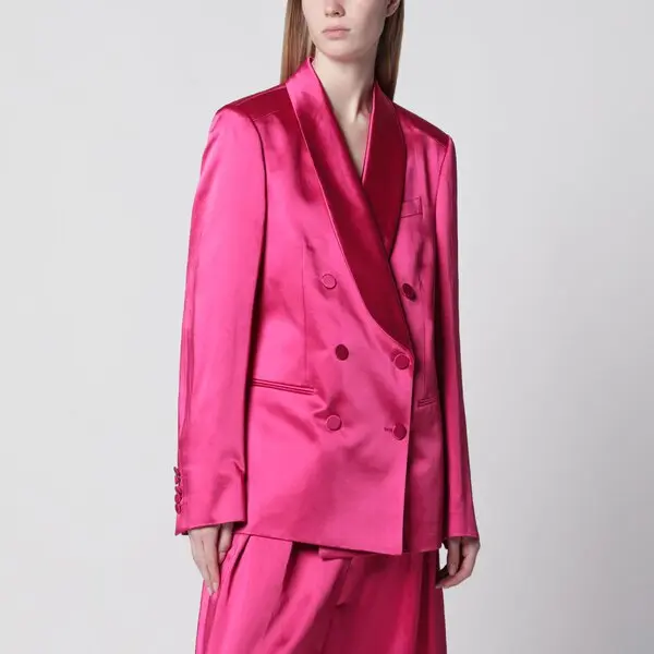 Dries Van Noten Satin Double-breasted Jacket - Pink