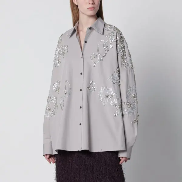Dries Van Noten Sequin Embroidered Shirt - Grey
