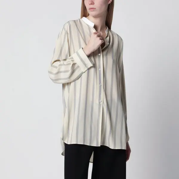 THE ROW Falco Striped Silk Shirt - White