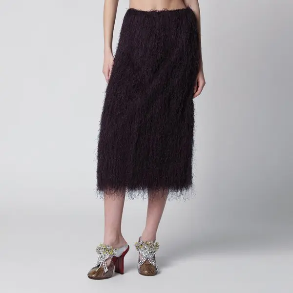 Dries Van Noten Fringed Midi Skirt - Purple
