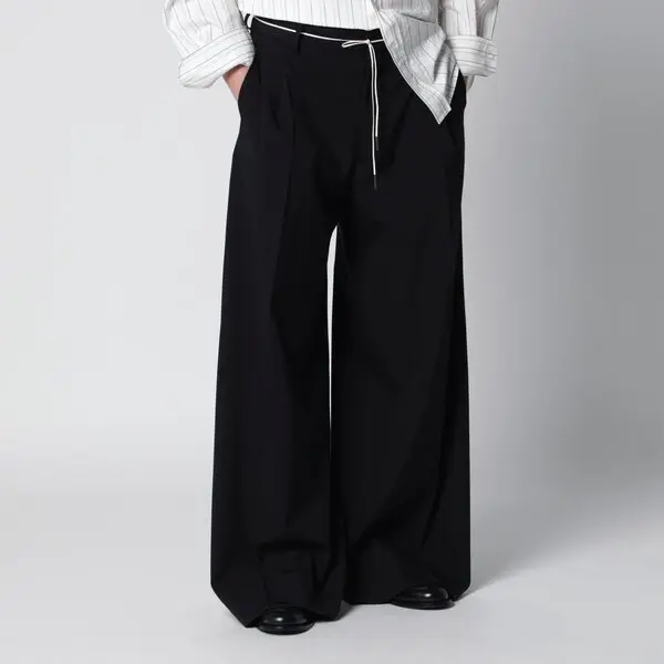 Dries Van Noten Wide-leg Wool Trousers - Black
