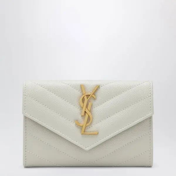 Saint Laurent Monogram Envelope Small Wallet In Cream - Beige