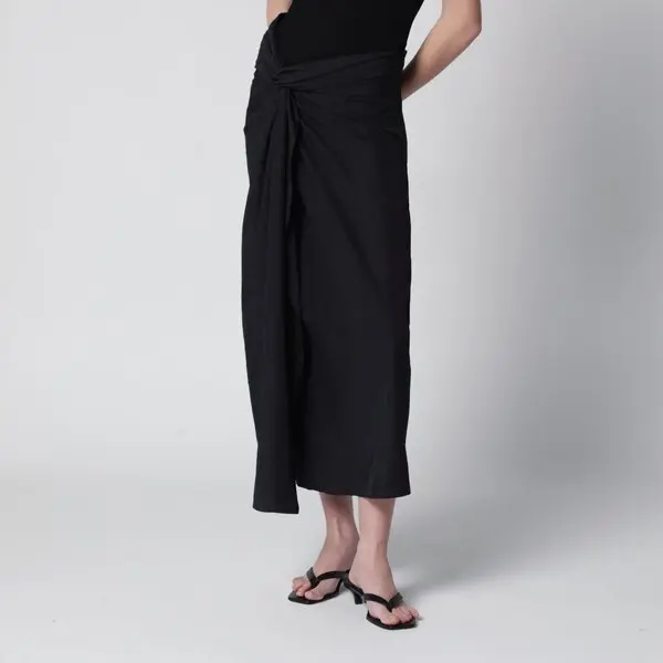 RÓHE Sarong-effect Midi Skirt - Black