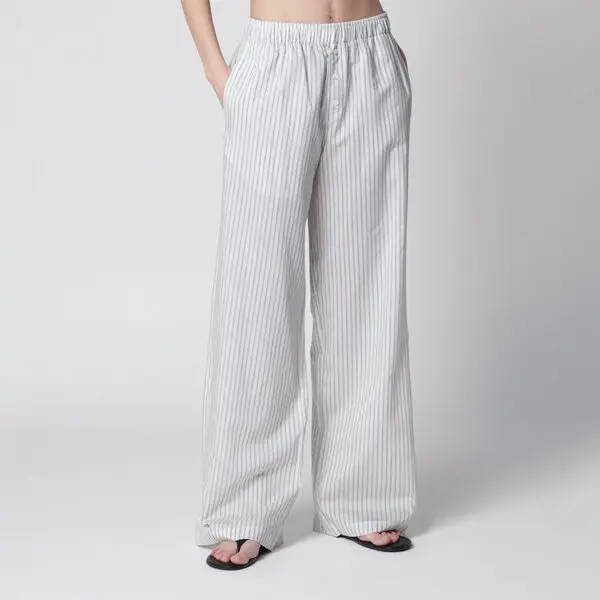 RÓHE Silk Striped Pajama Trousers - White