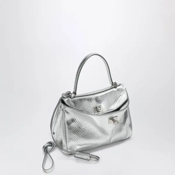 Balenciaga Mini Rodeo Bag In Shiny Leather With Python Print - Metal