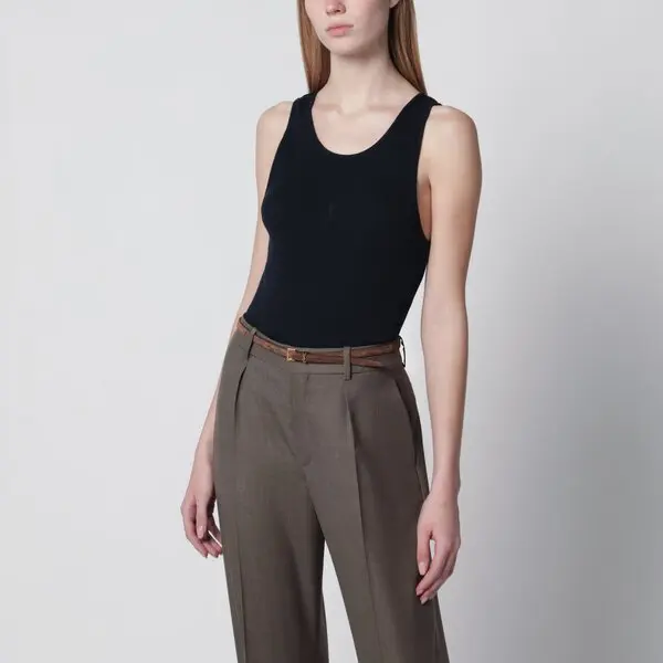 Saint Laurent Cassandre Ribbed Cotton Jersey Tank Top