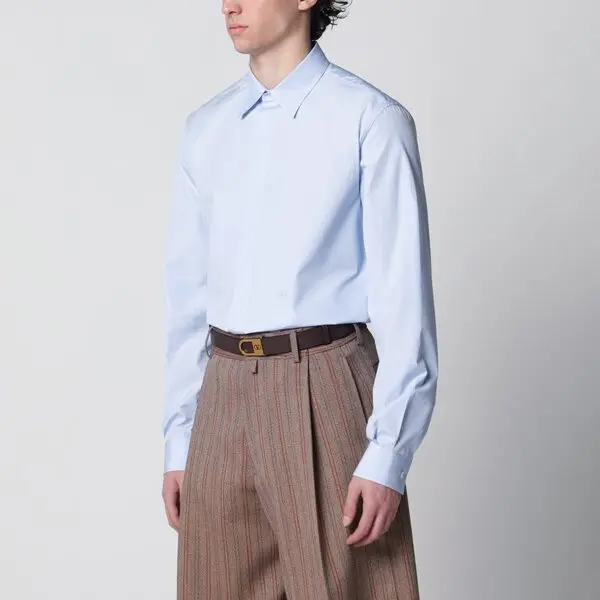Valentino Garavani Fil-à-fil Cotton Shirt With Vlogo Embroidery