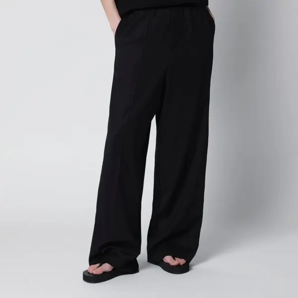 Balenciaga Palazzo Trousers With Elastic Waist In Wool - Black