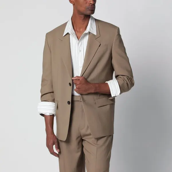 Saint Laurent Single-breasted Wool And Mohair Jacket - Beige