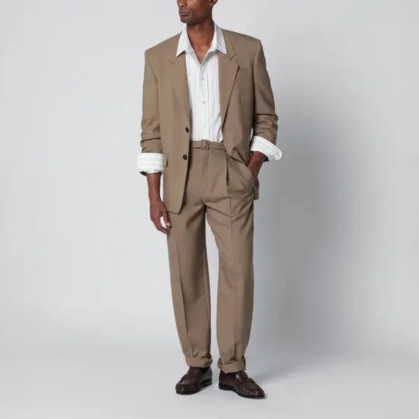 Saint Laurent Single-breasted Wool And Mohair Jacket - Beige