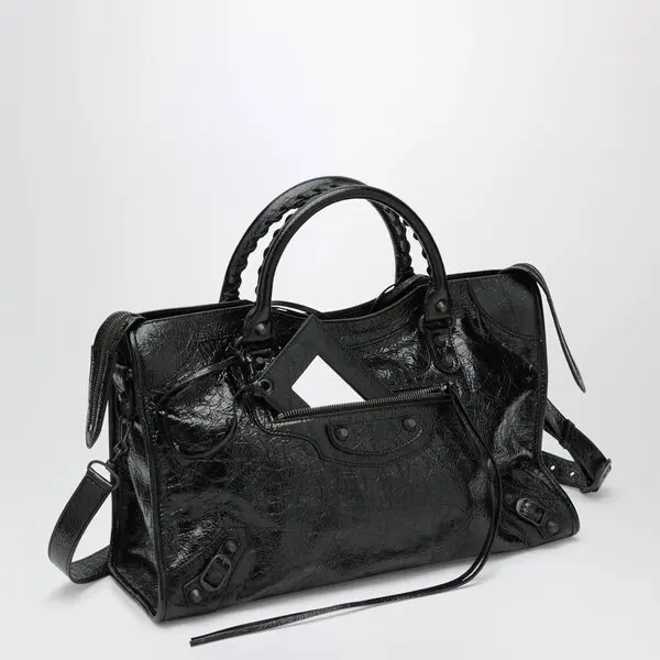 Balenciaga Le City Medium Lambskin Leather Handbag - Black