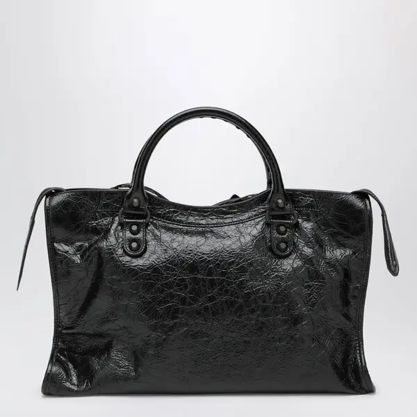 Balenciaga Le City Medium Lambskin Leather Handbag - Black