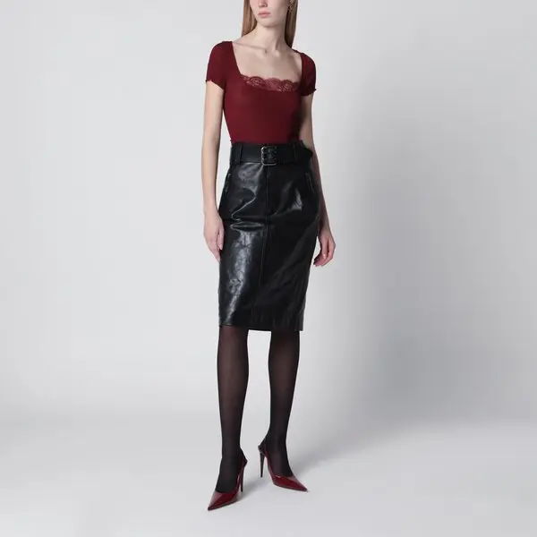 Saint Laurent Square-neck Lace T-shirt