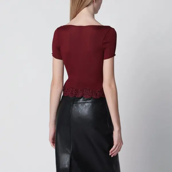 Saint Laurent Square-neck Lace T-shirt