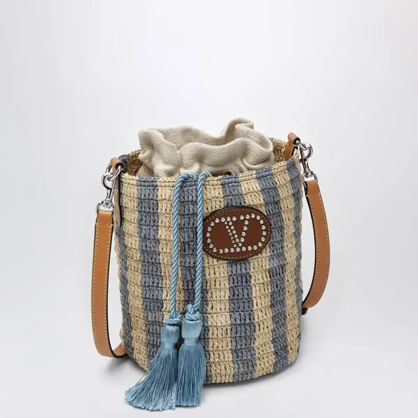 Valentino Garavani Small Raffia Bucket Bag