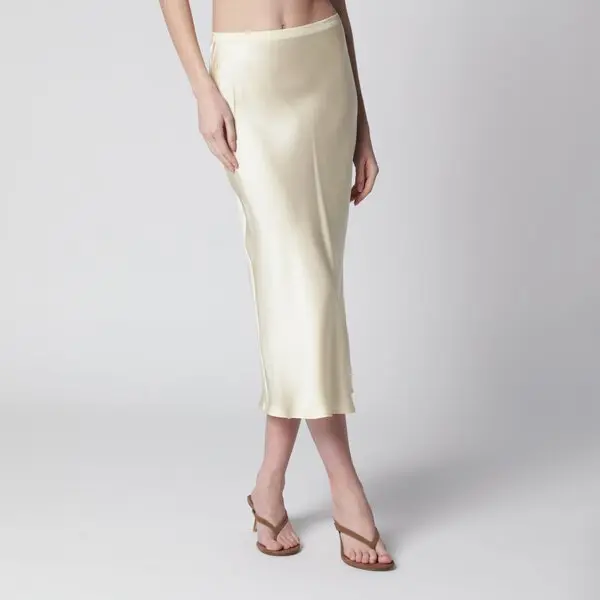 ANINE BING Bar Midi Skirt In Butter-colored Silk - Yellow
