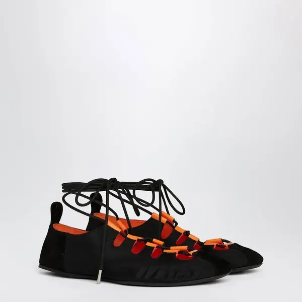 Alaïa Foldable Lace-up Ballerinas - Black