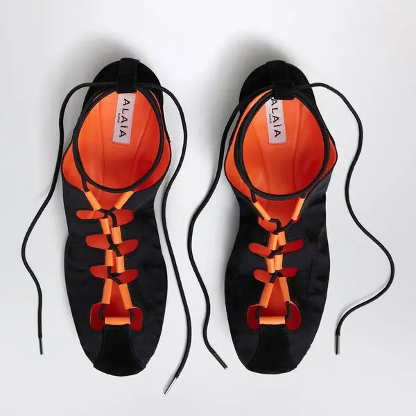 Alaïa Foldable Lace-up Ballerinas - Black