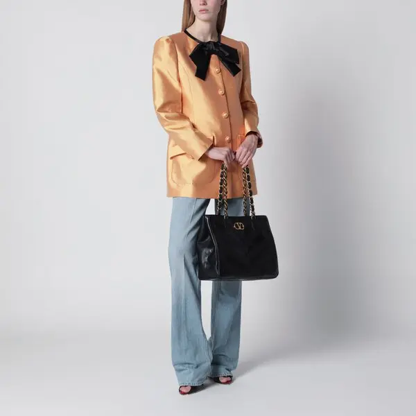 Valentino Garavani Shantung Pea Coat With Bow
