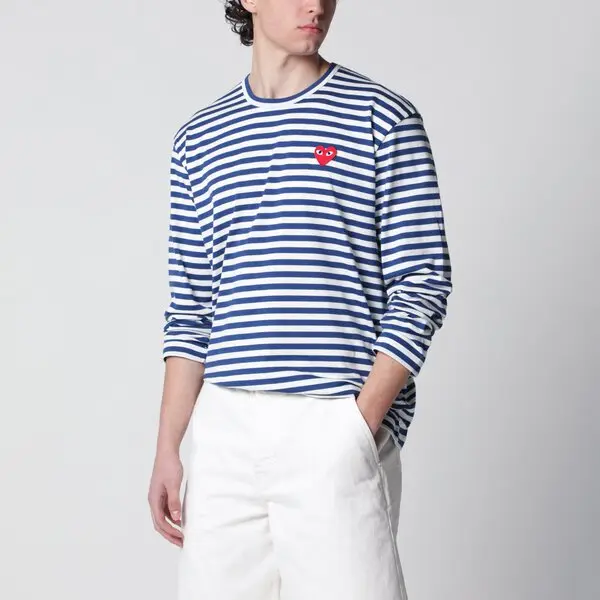 Play Comme Des Garcon Striped Long-sleeve Top - Blue