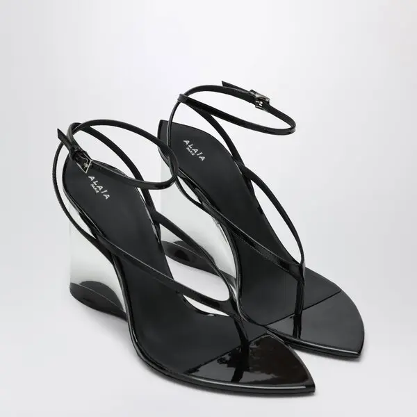 Alaïa Invisible Thong Wedge Sandals - Black