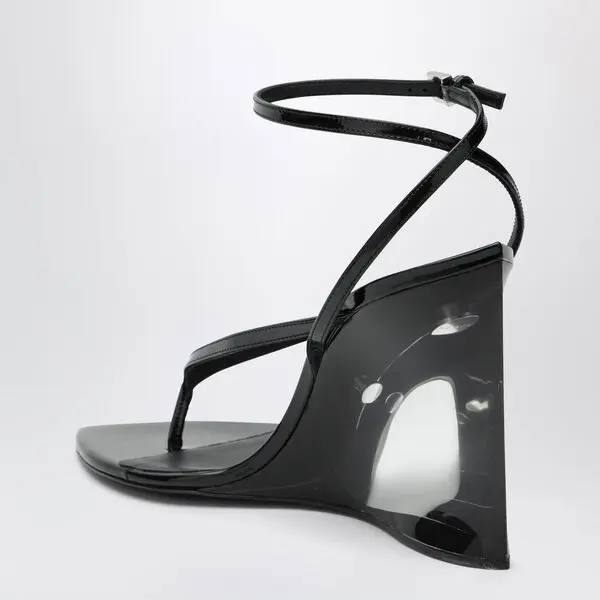 Alaïa Invisible Thong Wedge Sandals - Black